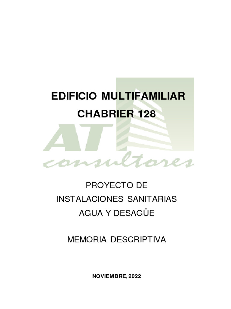 EDIFICIO CHABRIER - Memoria Descriptiva IISS | PDF | Bomba | Colector de aguas pluviales