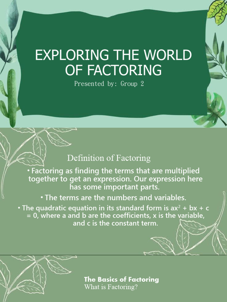 Exploring The World of Factoring Group3 | PDF | Factorization | Prime ...