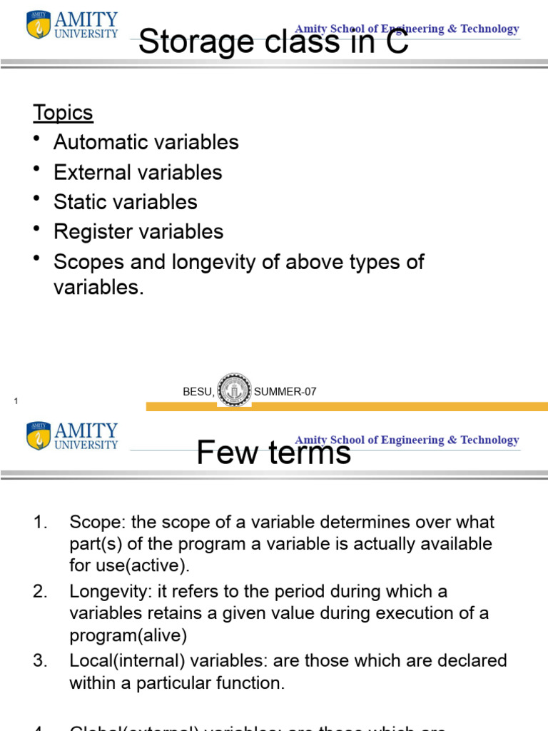 Lecture Storage Class Download Free Pdf Variable Computer Science Scope Computer Science