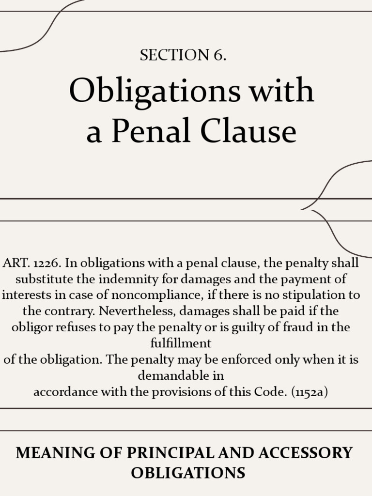 Obligations with Penal Clauses Explained | PDF | Breach Of Contract ...