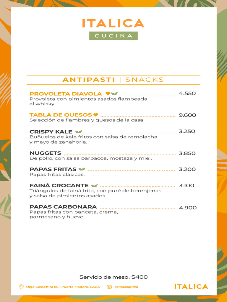 Italica Menu | Descargar gratis PDF | pesto | Cocina occidental