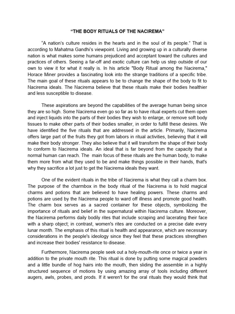 The Body Rituals of The Nacirema 2 | PDF | Rituals | Folklore