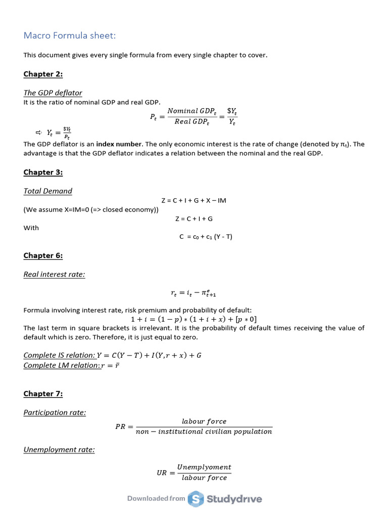 All Formulas Macro | PDF | Phillips Curve | Economics