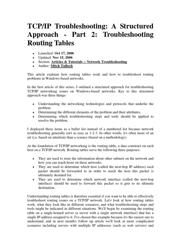 TCP IP Troubleshooting Part 2 | PDF | Ip Address | Routing