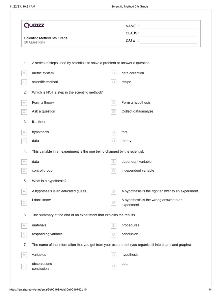 Scientific Method 6th Grade | PDF | Experiment | Hypothesis