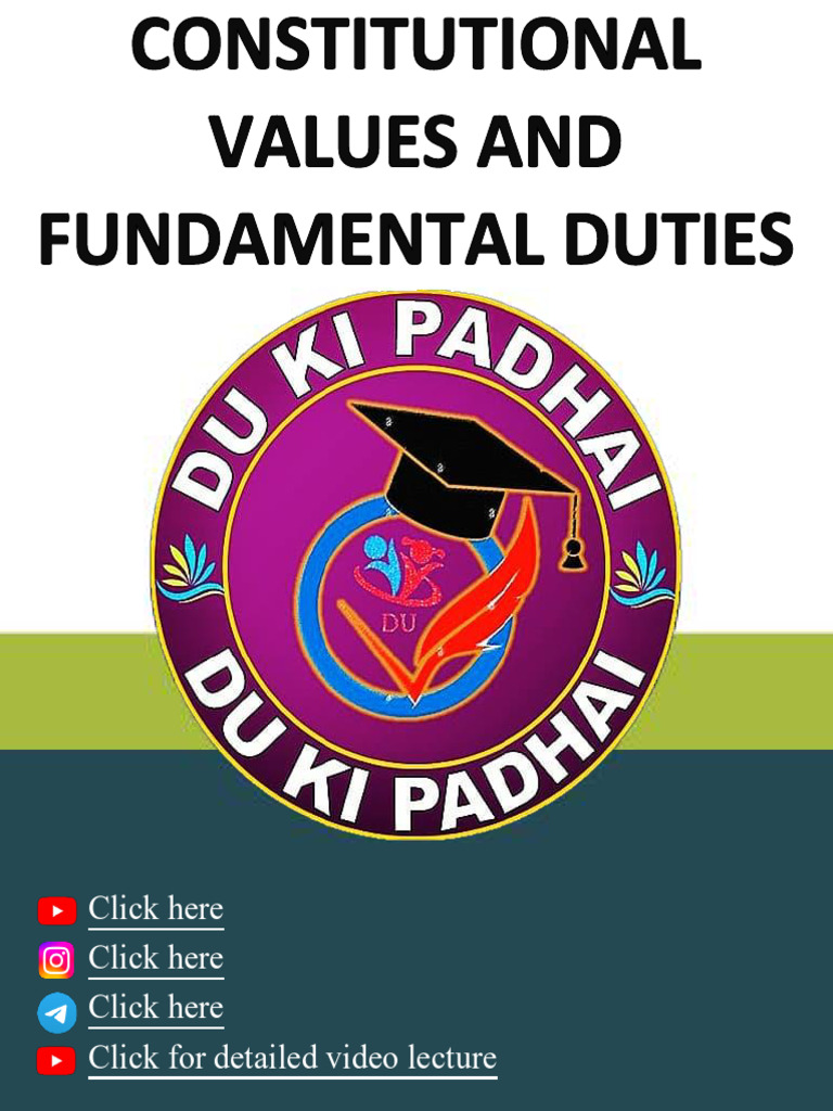 Study Material - Unit - 1 The Constitution of India - An Introduction - Constitutional Values ...