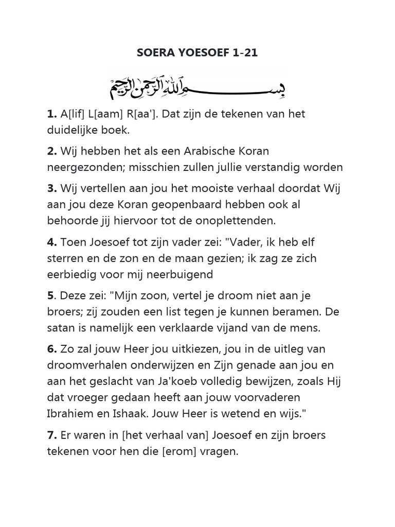 Soera Yoesoef 1-21 | PDF