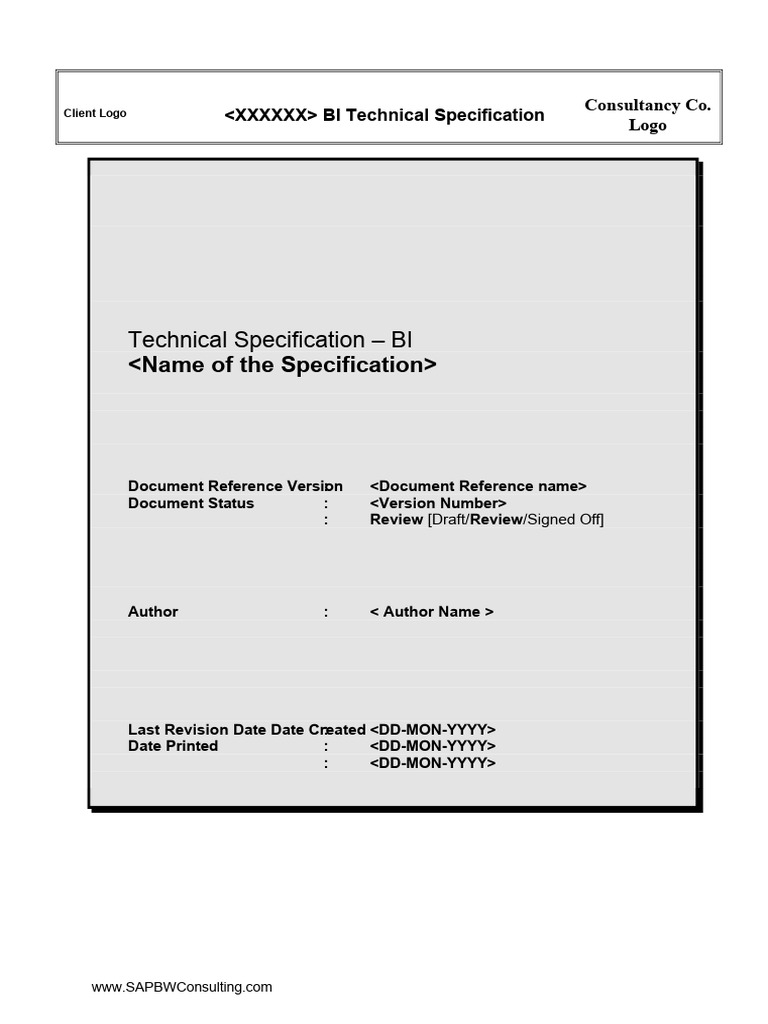 Sapbw Technical Specification Template | PDF | Specification (Technical ...