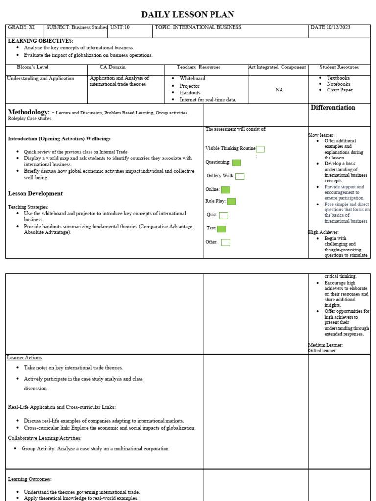 Daily Lesson Plan - Amitha Shanmughan | PDF | Learning | Lesson Plan