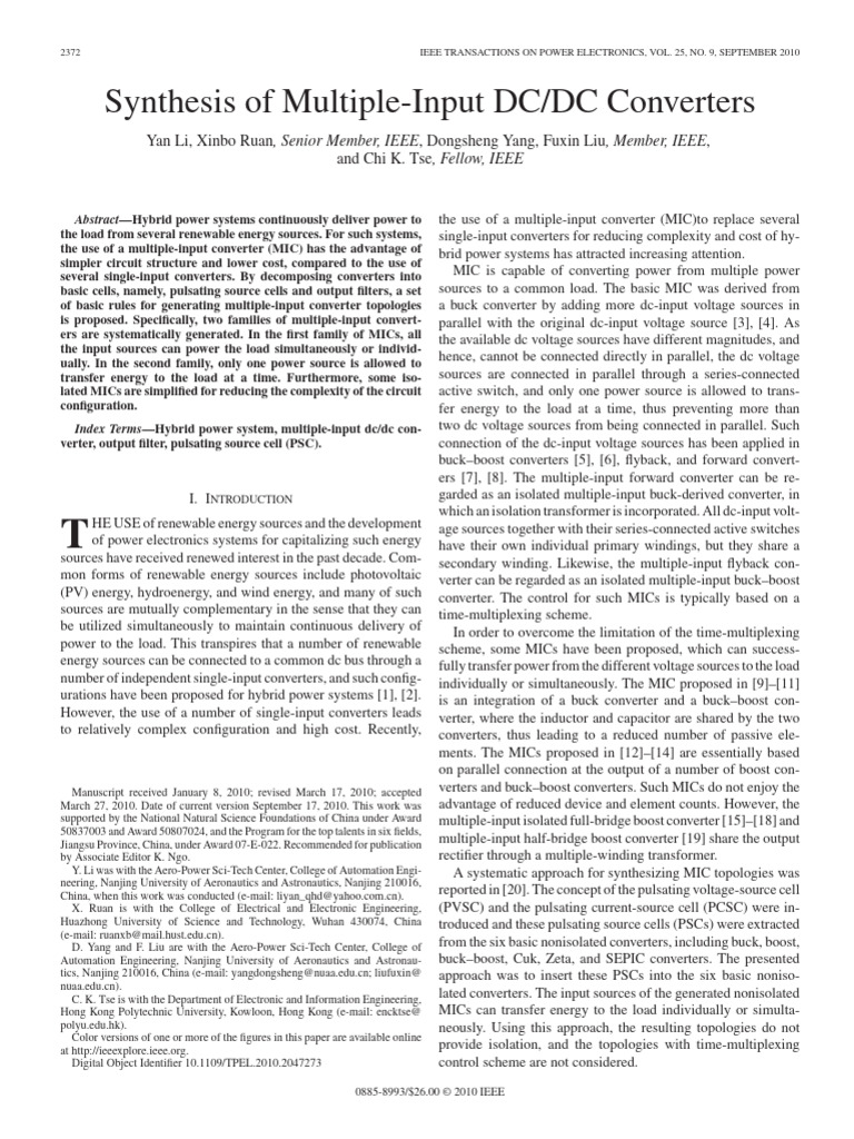 Synthesis of Multiple-Input DCDC Converters | PDF | Series And Parallel Circuits | Transformer