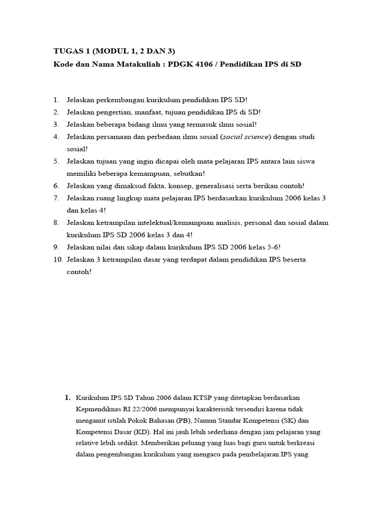 Tugas 1 Pendidikan Ips SD | PDF