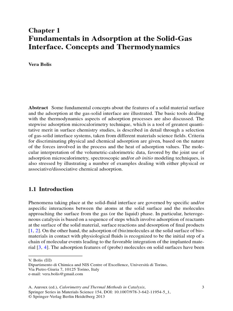 Bolis 2013 Fundamentals in Adsorption at The Solid-Gas Interface. Concepts and Thermodynamics ...