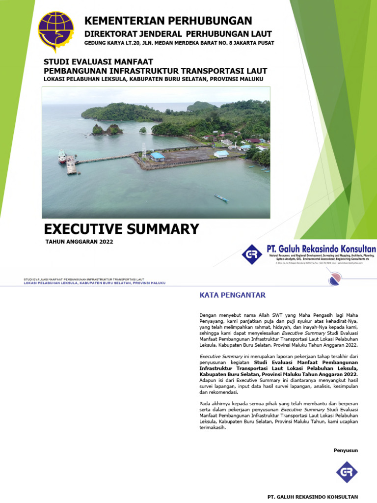 05 - Executive Summary Studi Evaluasi Pembangunan Pelabuhan Kab. Buru Selatan Provinis Maluku | PDF