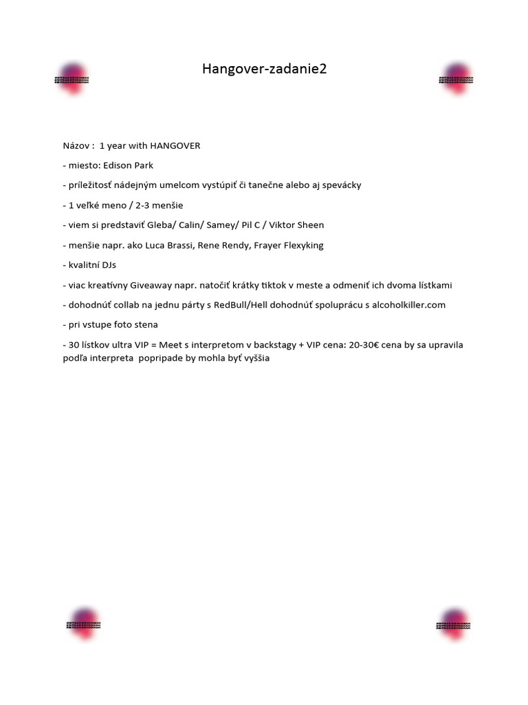 Hangover Zadanie 2 | PDF