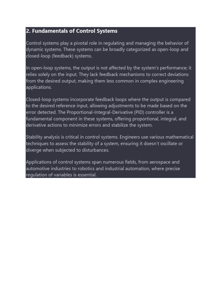 Control Systems Fundamentals Explained | PDF