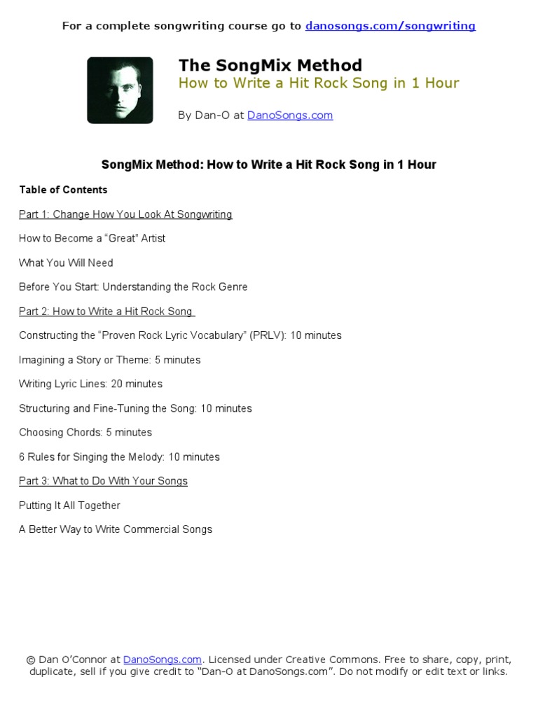 How To Write A Song Song Writing Method and Tips | PDF | Songwriter ...