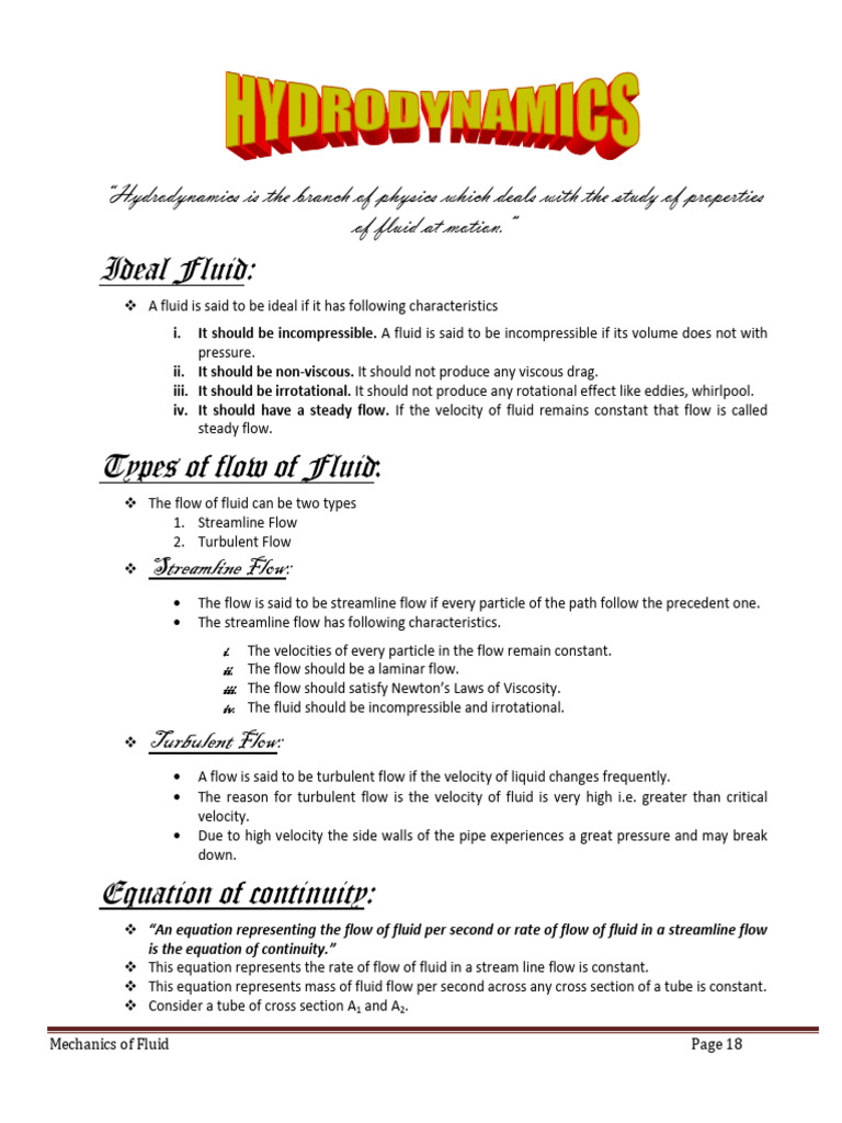 Hydrodynamics | PDF | Fluid Dynamics | Viscosity