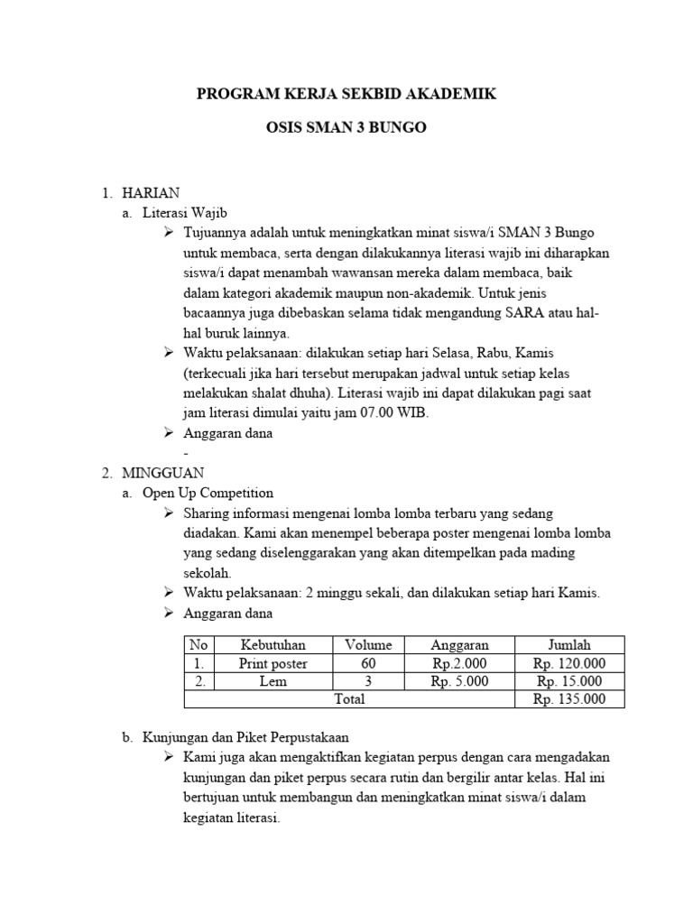 PROGRAM KERJA SEKBID AKADEMIK - Fix | PDF