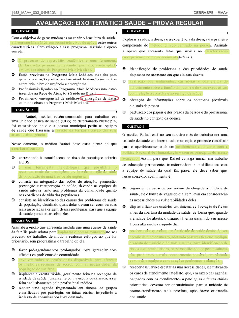 Provas Do Maav - Corrigida | Download grátis PDF | Gravidez | Histórico ...