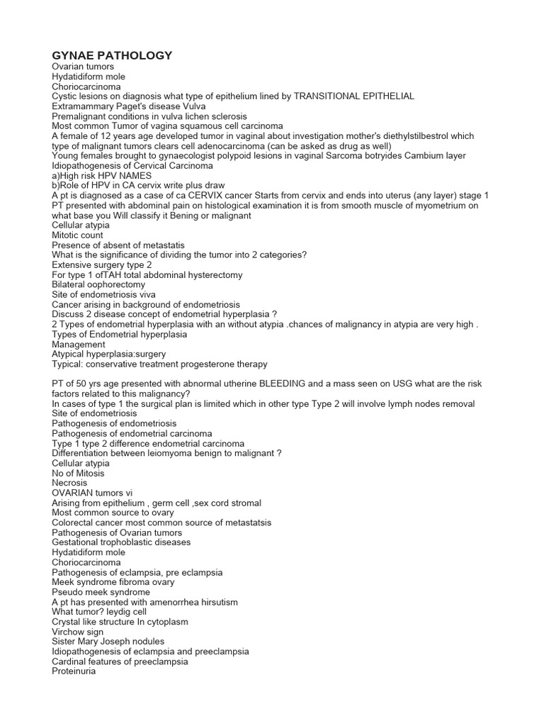 2nd Term Important Patho Questions | PDF | Cervical Cancer | Diseases And Disorders