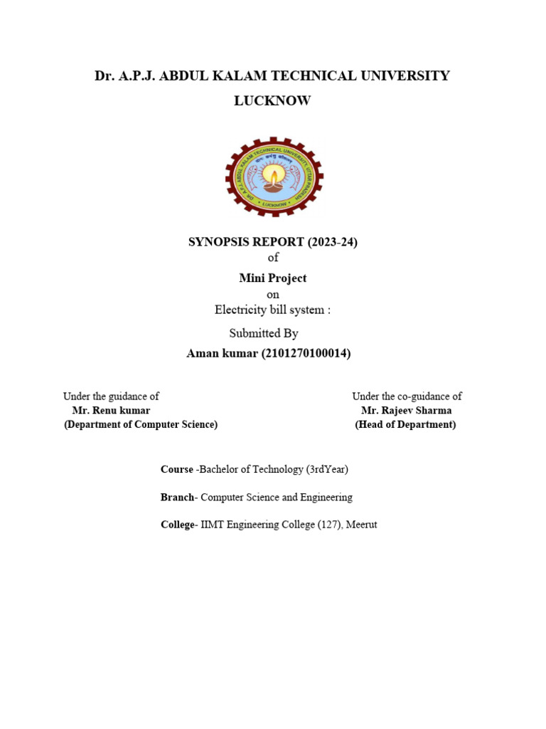 My Synopsis Mini Project | PDF | Energy Conservation | Usability