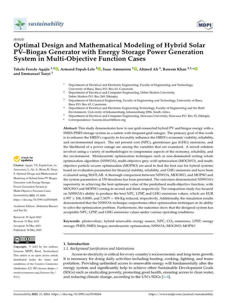 Optimal Design and Mathematical Modeling | PDF | Photovoltaic System ...