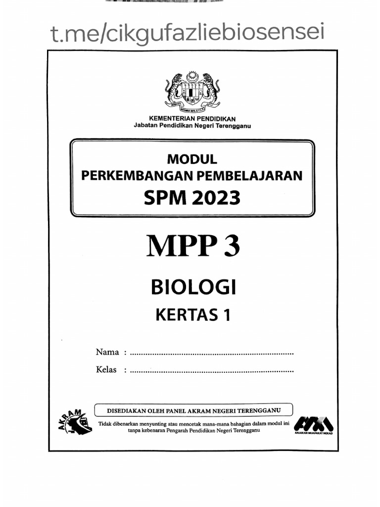 Bio1 Mpp3 Terengganu 2023 | PDF