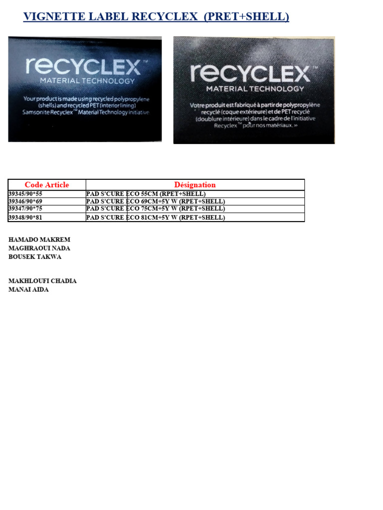 VIGNETTE RECYCLEX PRETT+shell | PDF
