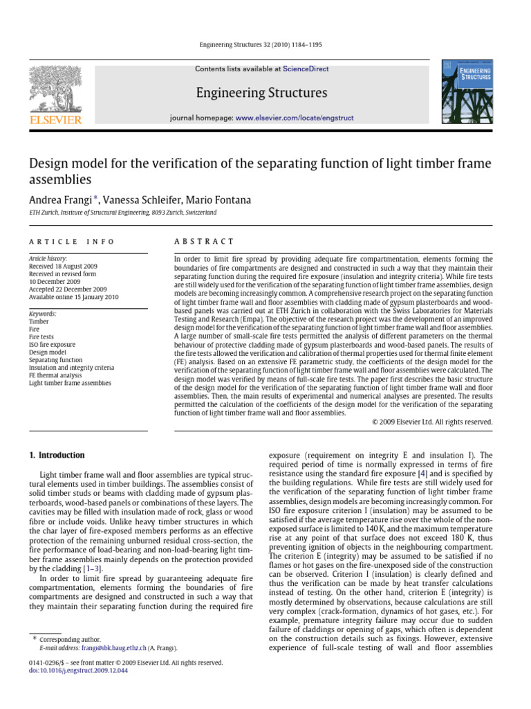 Design Model For The Verification of The Separating Function of Light Timber Frame | PDF ...