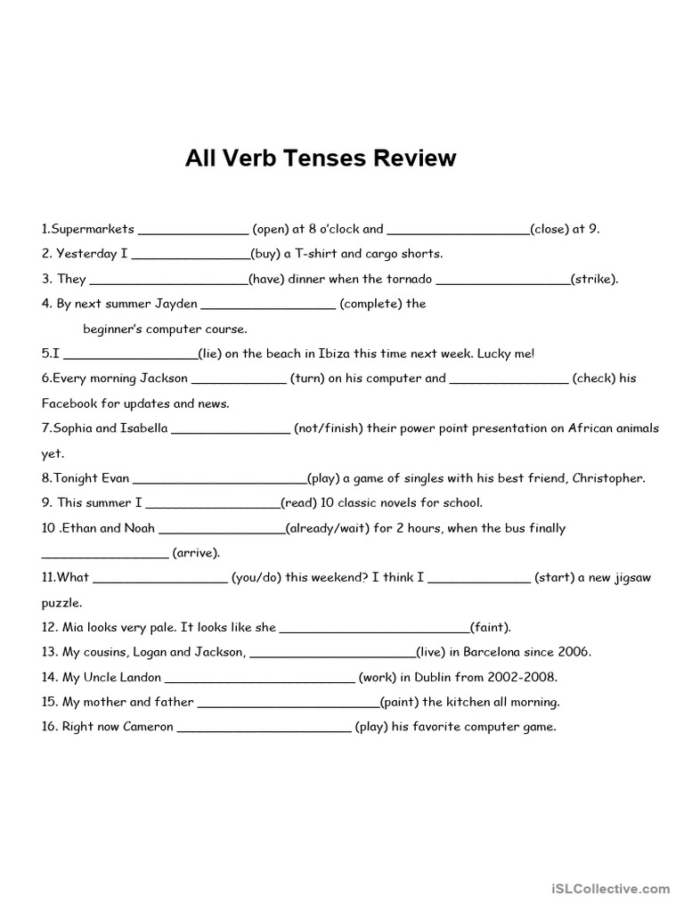 Comprehensive Verb Tenses Review | PDF