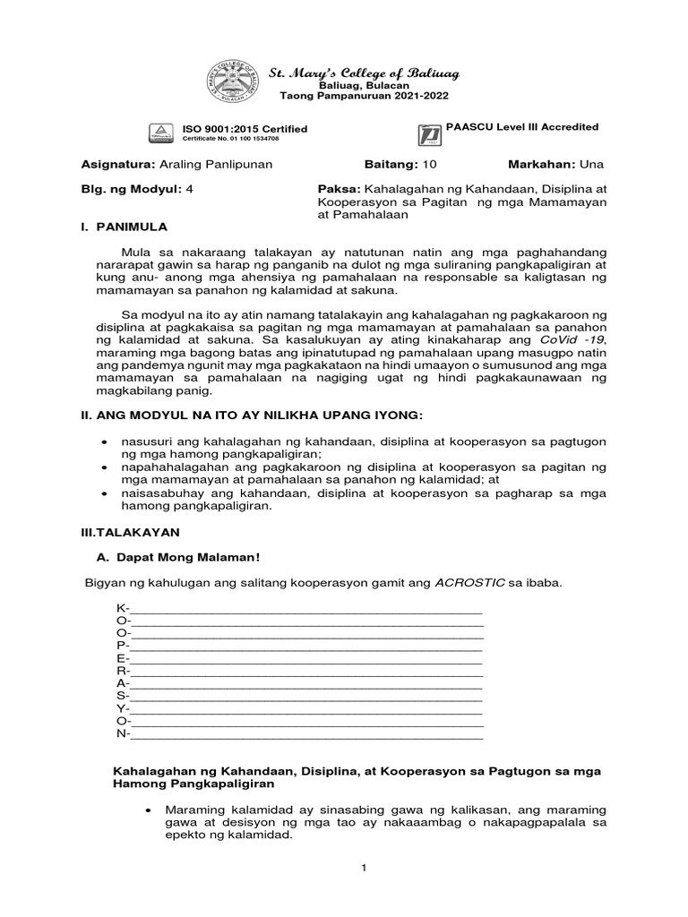 Modyul #4 AP 10 | PDF