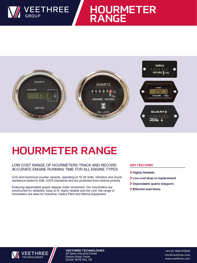 The Hourmeter Range - 3pp | PDF | Physical Sciences | Electromagnetism