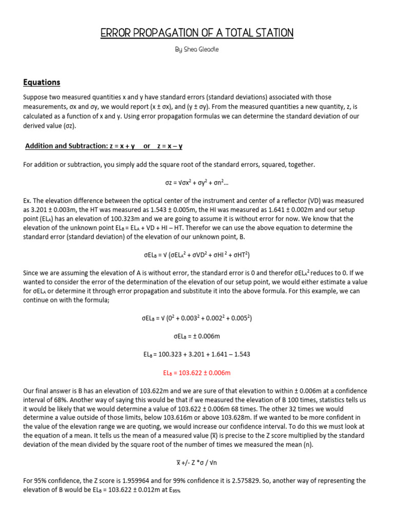 Total Station Error Propagation Analysis | PDF | Accuracy And Precision ...