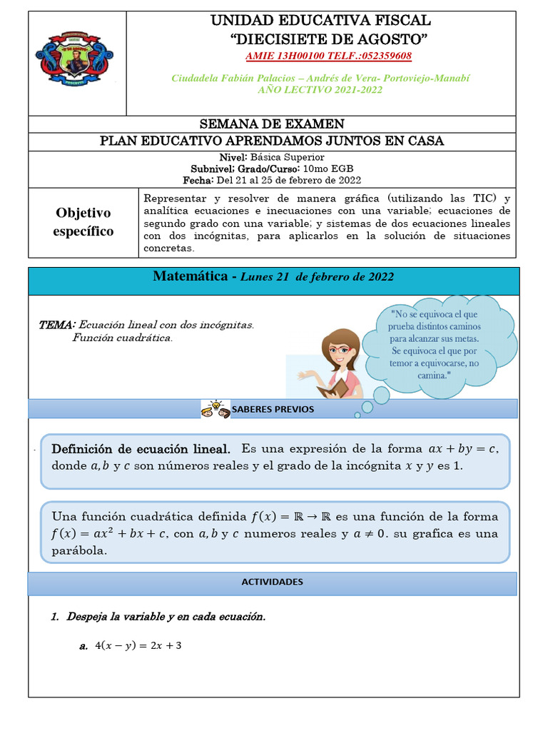 Decimo - Examen | PDF