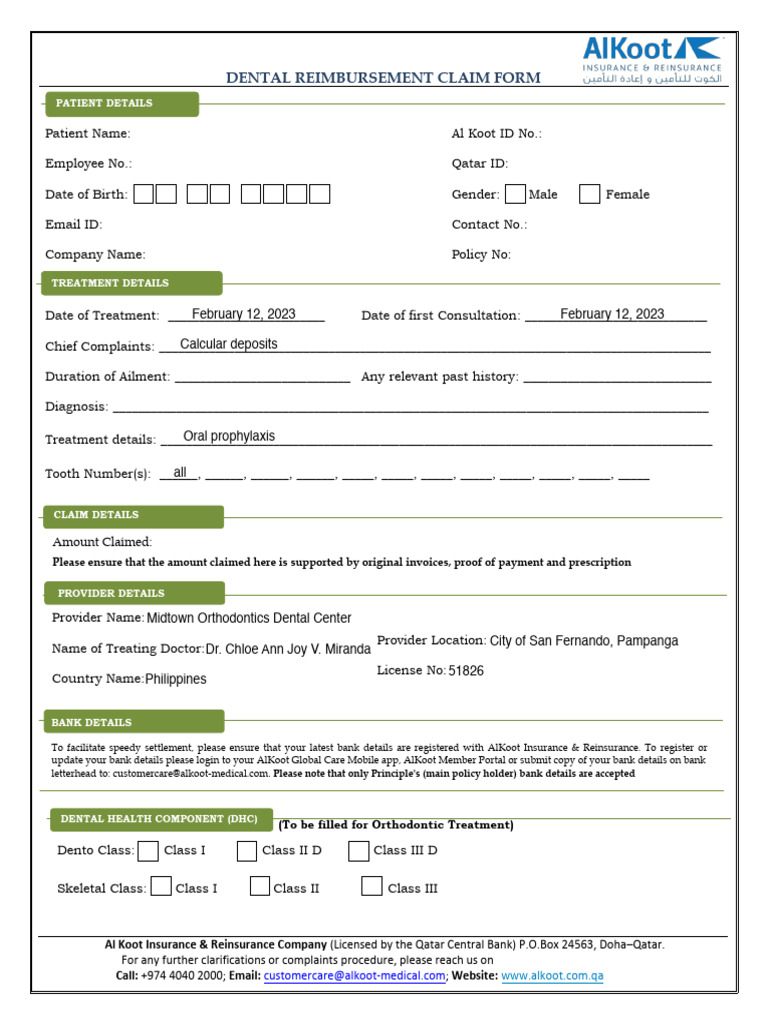 Claim Form Dental | PDF | Human Tooth | Mouth