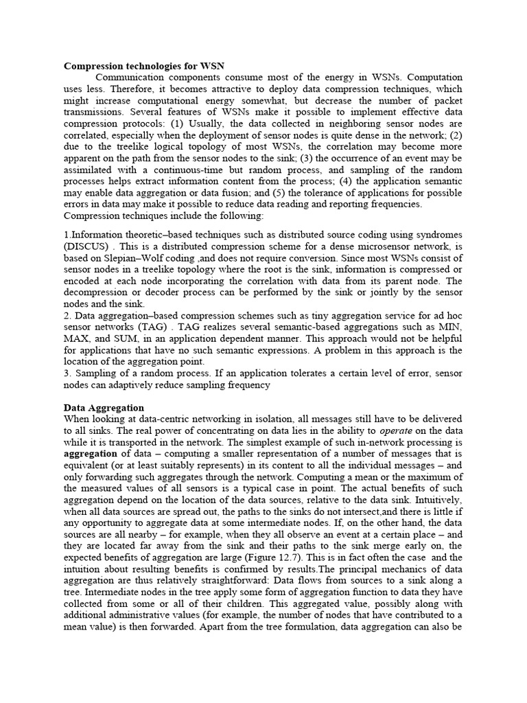 Data Compression and Aggregation | PDF | Wireless Sensor Network | Data Compression