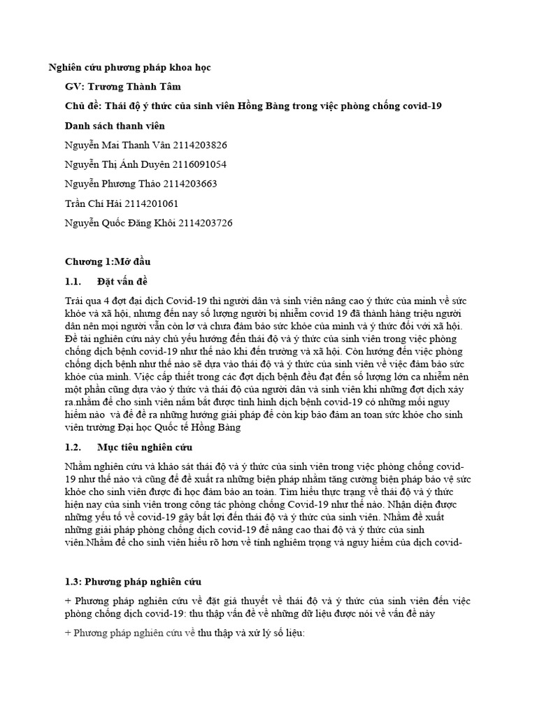 - Nguyễn, Ánh Duyên Th i Vfa Th c c a Sinh Vi n Trong Vi c Ch Ng d Ch Covid19 | PDF