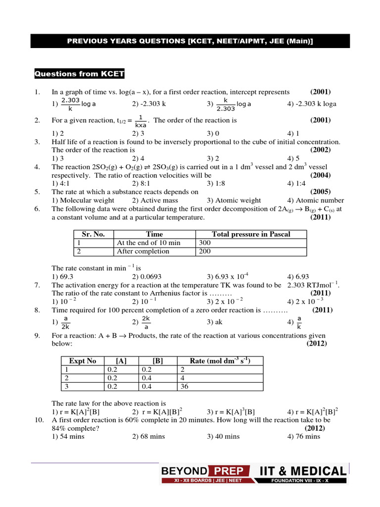 C09-NEET Chemical Kinetics | PDF | Reaction Rate | Reaction Rate Constant