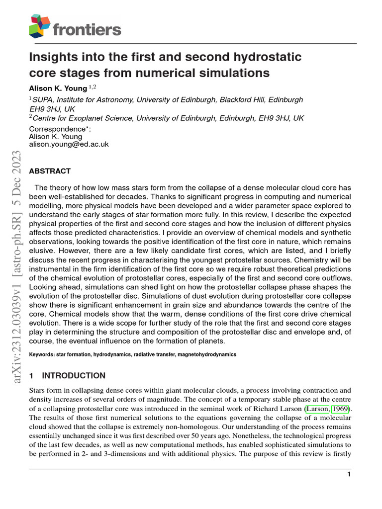 2023 Young - Insights Into The First and Second Hydrostatic Core Stages ... 2023 Young - Insights Into The First and Second Hydrostatic Core Stages ...
