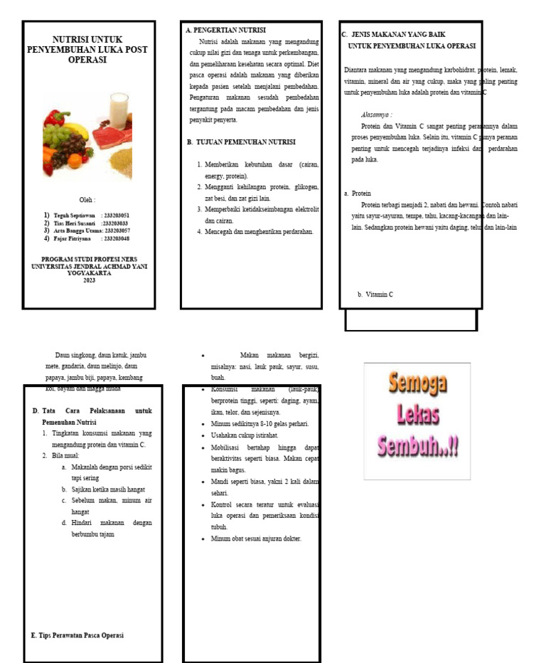 Leaflet Nutrisi Penyembuhan Luka Post Operasi | PDF