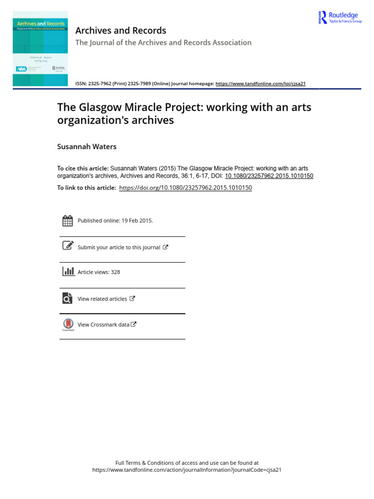 The Glasgow Miracle Project: Working With and Arts Organizations's ...