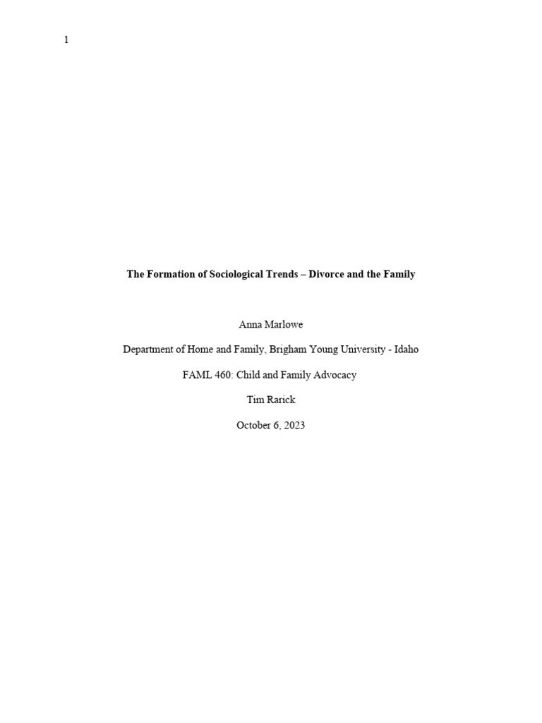 The Formation of Sociological Trends | PDF | Family | Divorce