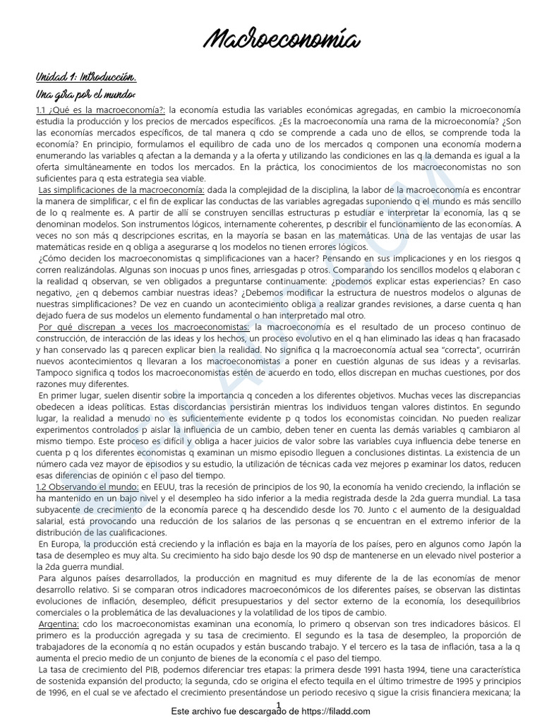 Resumen Macroeconomia | PDF | Inflación | Producto Interno Bruto