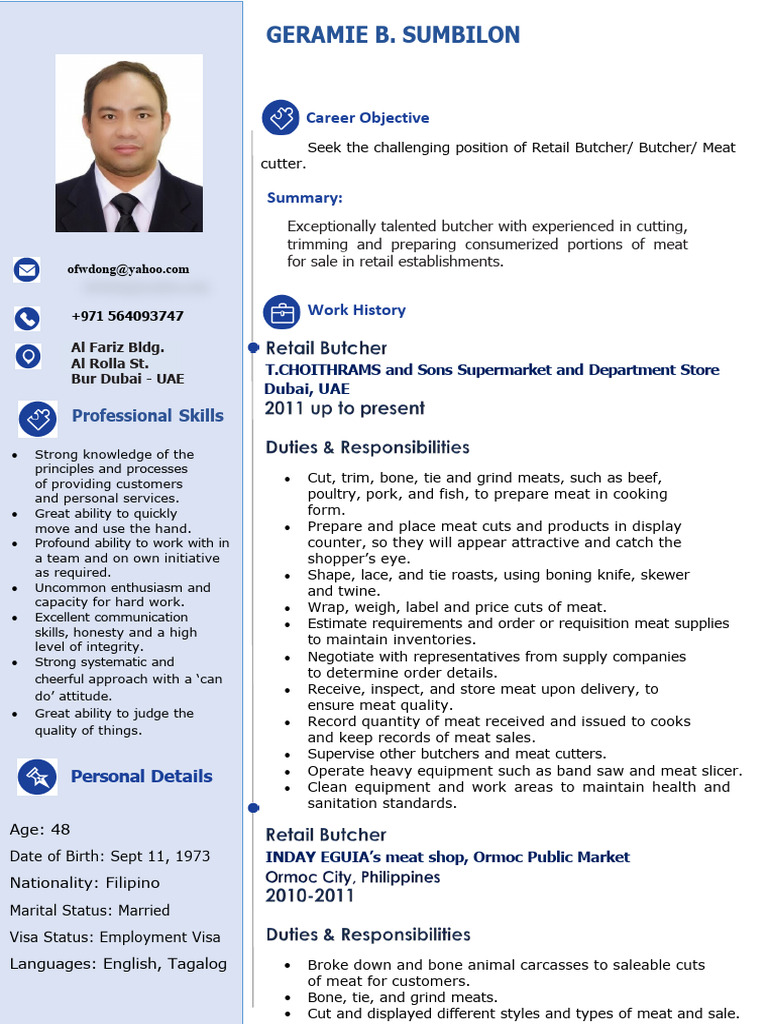 Cv-updated | PDF | Meat | Beef