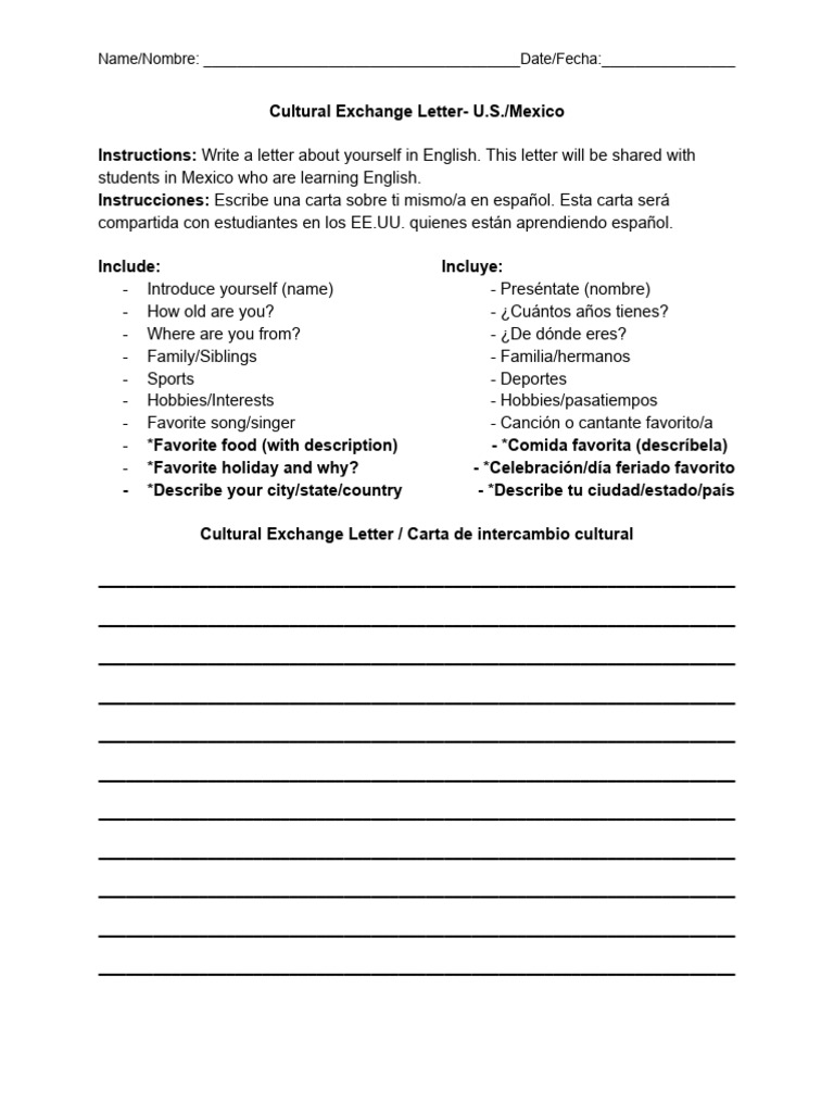 Cultural Exchange Letter- U.S._Mexico | PDF
