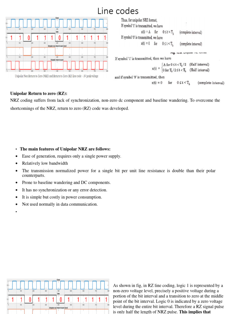 Line Codes RZ AND NRZ | PDF | Telecommunications | Applied Mathematics