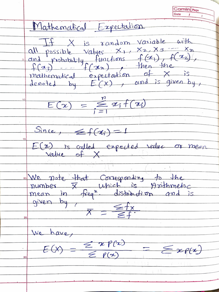 Tutorial Mathematical Expectation Pdf