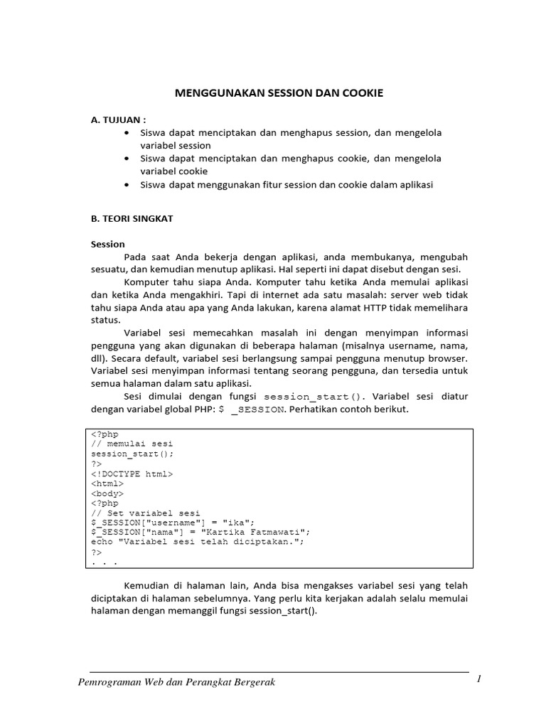 Materi Session Dan Cookie | PDF | Komputer