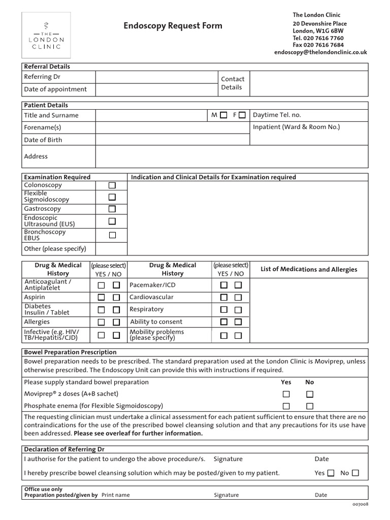 Endoscopy Request | PDF | Drugs | Gastroenterology