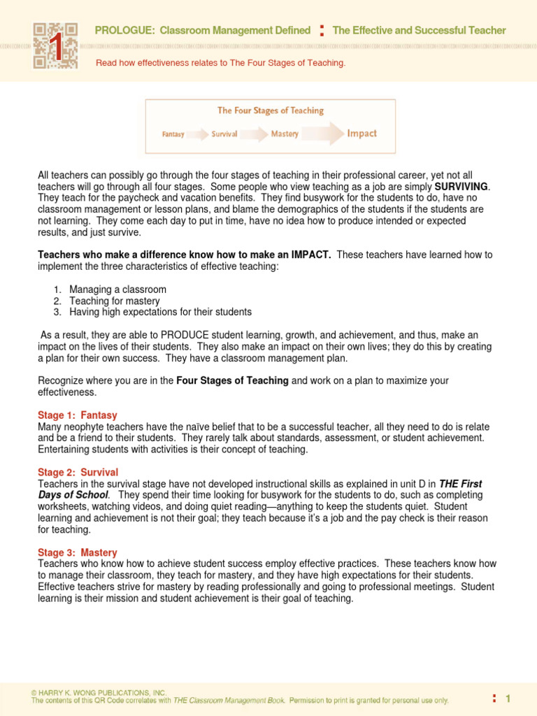 Four Stages of Effective Teaching | PDF | Career & Growth